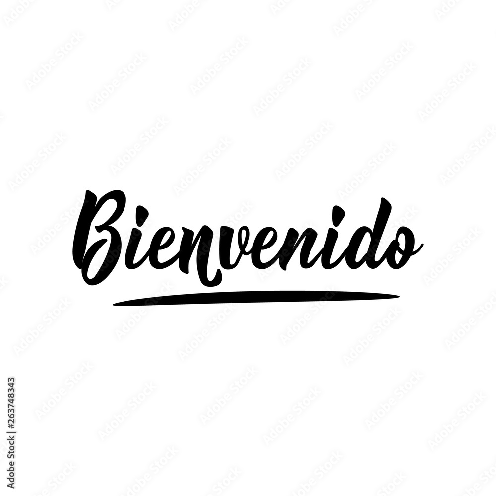 Welcome - in Spanish. Lettering. Ink illustration. Modern brush ...