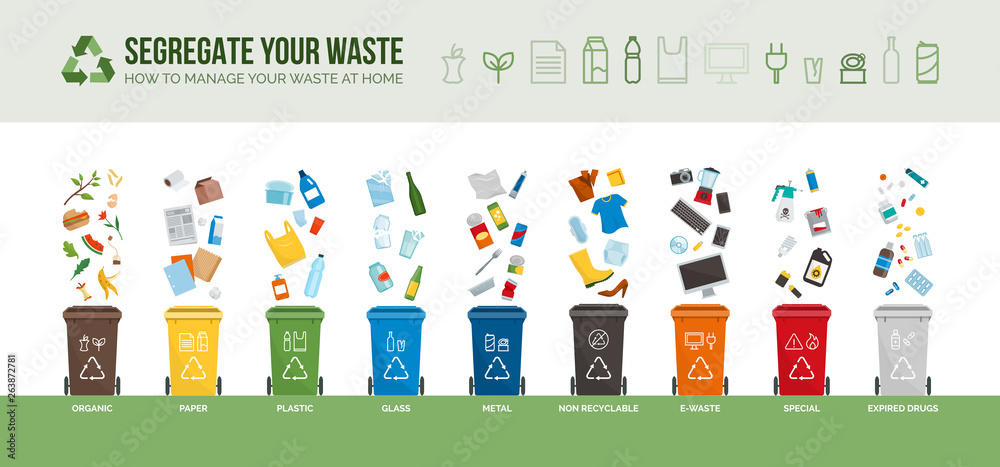 Waste segregation and recycling infographic Stock Vector | Adobe Stock