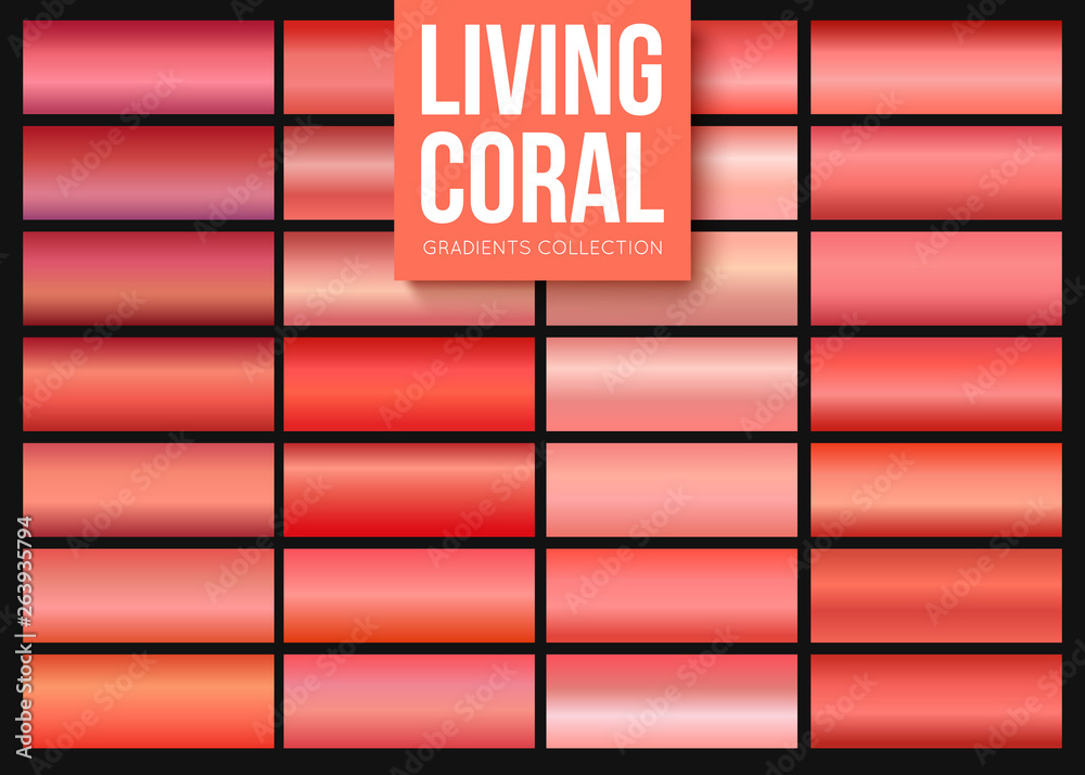 Living coral gradients collection. Rectangular shaped backgrounds with ...