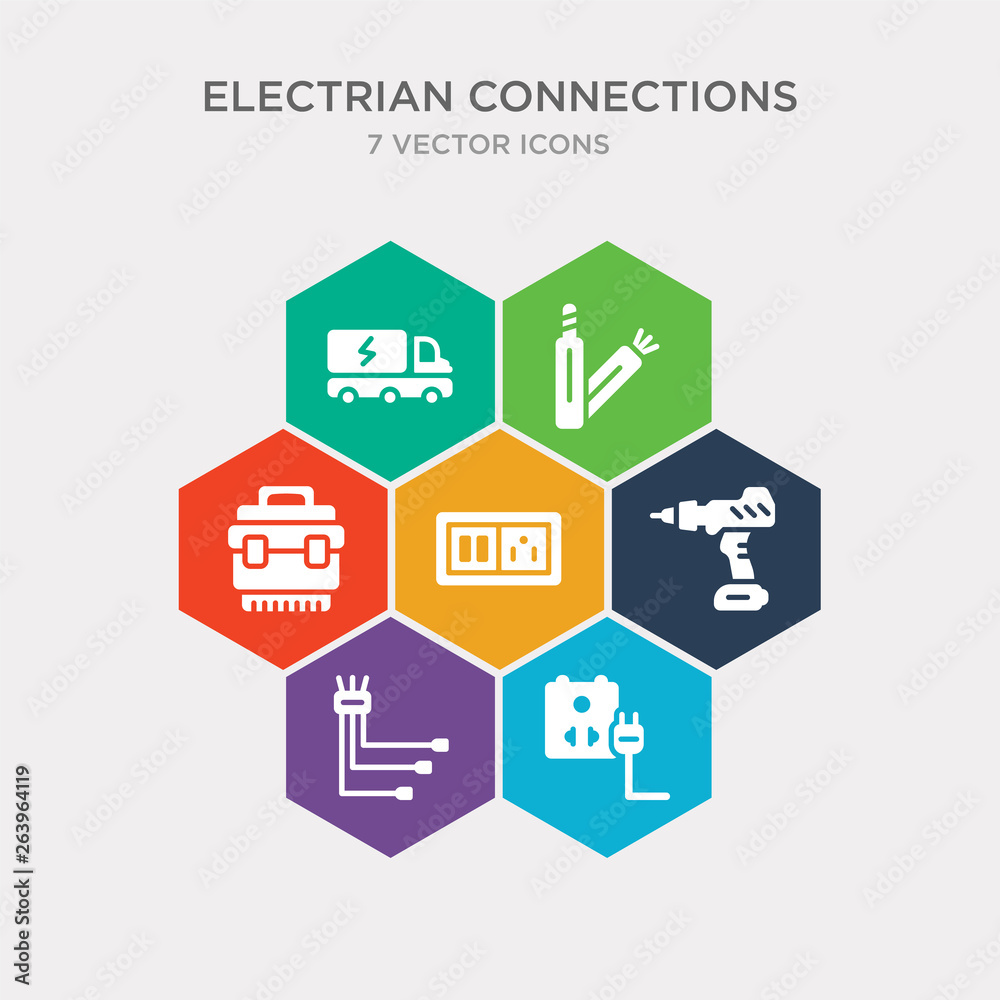 simple set of socket, wires, driller, switch icons, contains such as ...