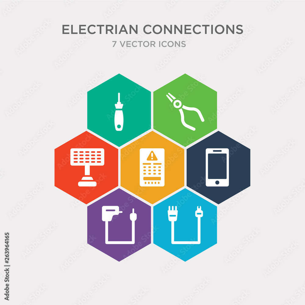 simple set of connections, charger, apple, fuse box icons, contains ...