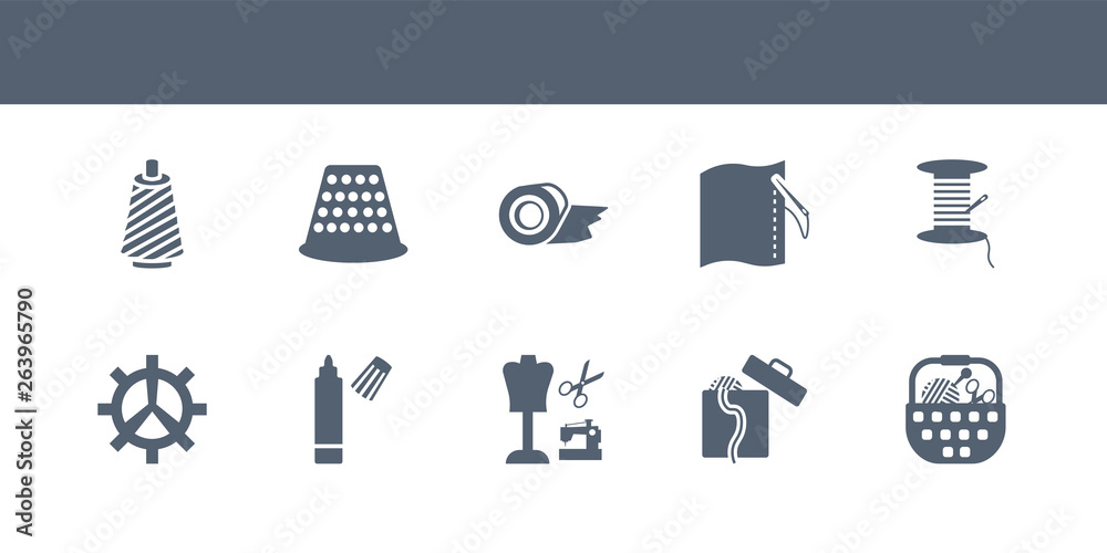 Vector de Stock 10 sew vector icons such as sewing basket, sewing box ...