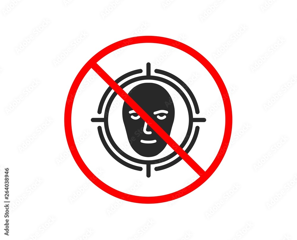 No or Stop. Face detect target icon. Head recognition sign ...