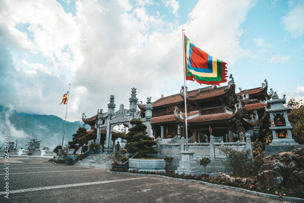 tourist worship to guan im god in temple on Fansipan mountain at sapa ...