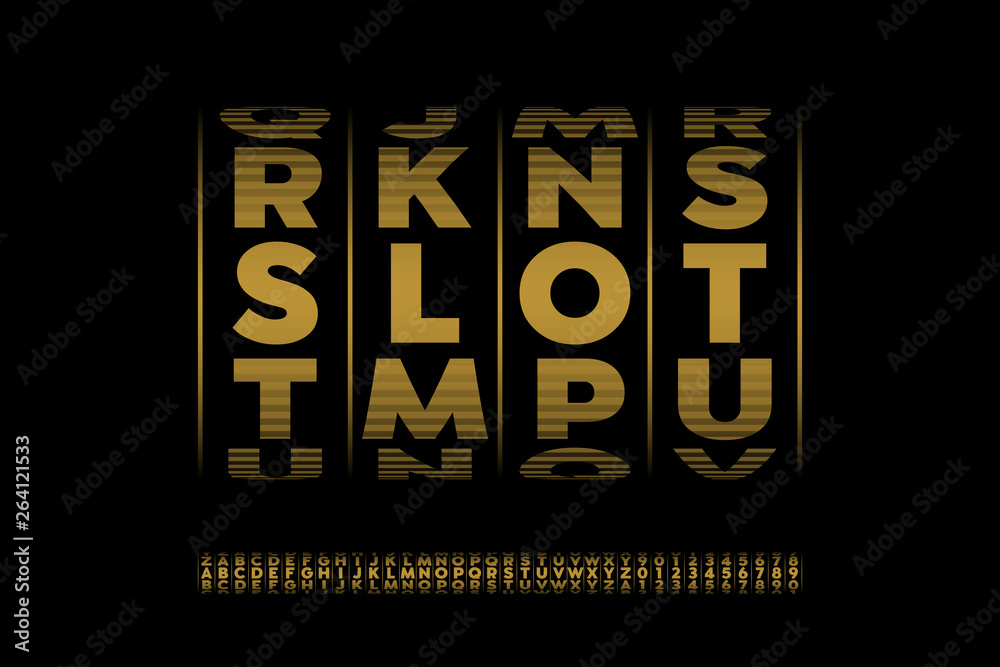 Slot machine style font design, gambling game alphabet letters and ...