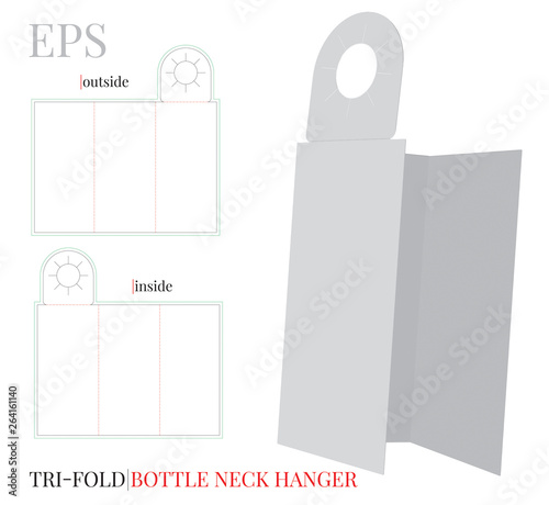Bottle Neck Hanger Template, Three Fold Hanger, white, clear, blank ...