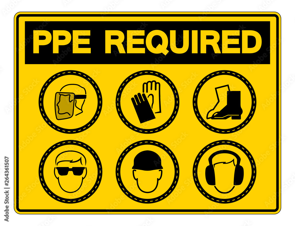 Required Personal Protective Equipment (PPE) Symbol,Safety Icon,Vector ...