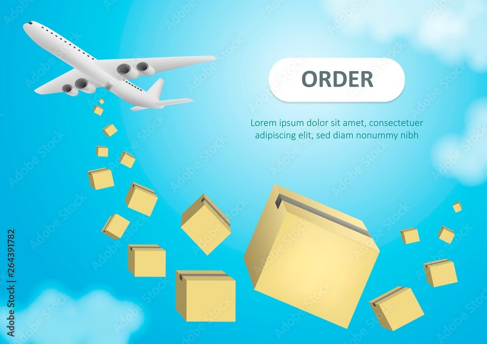 Web banner for Delivery Services and E-Commerce. Packages are flying on ...