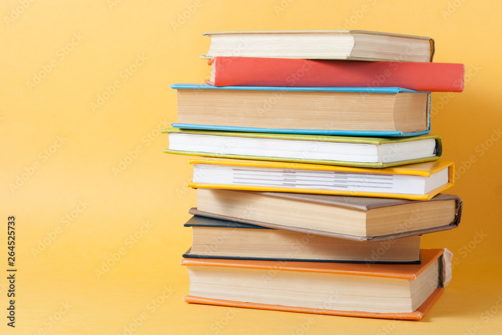 Stack of colorful books. Education background. Back to school. Copy ...