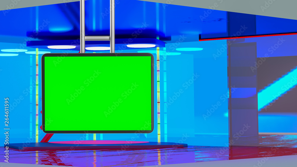 Virtual TV news broadcast studio set background Stock Photo | Adobe Stock