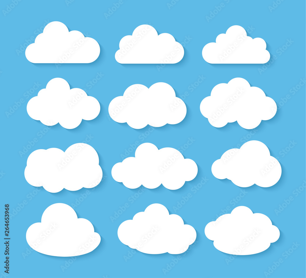 Clouds icon, vector illustration. Cloud symbol or logo, different ...