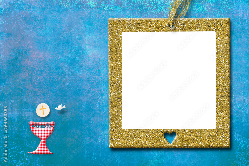 First holy Communion photo frame invitation. Stock Illustration | Adobe ...