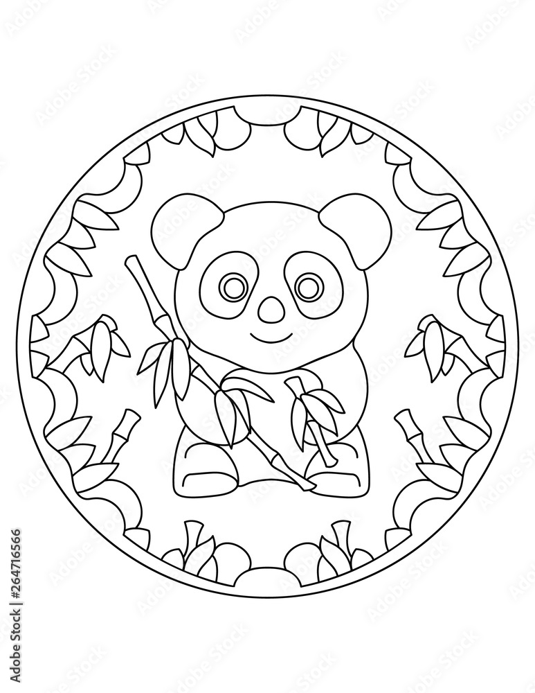 Pattern with panda. Illustration with a panda. Mandala with an animal ...