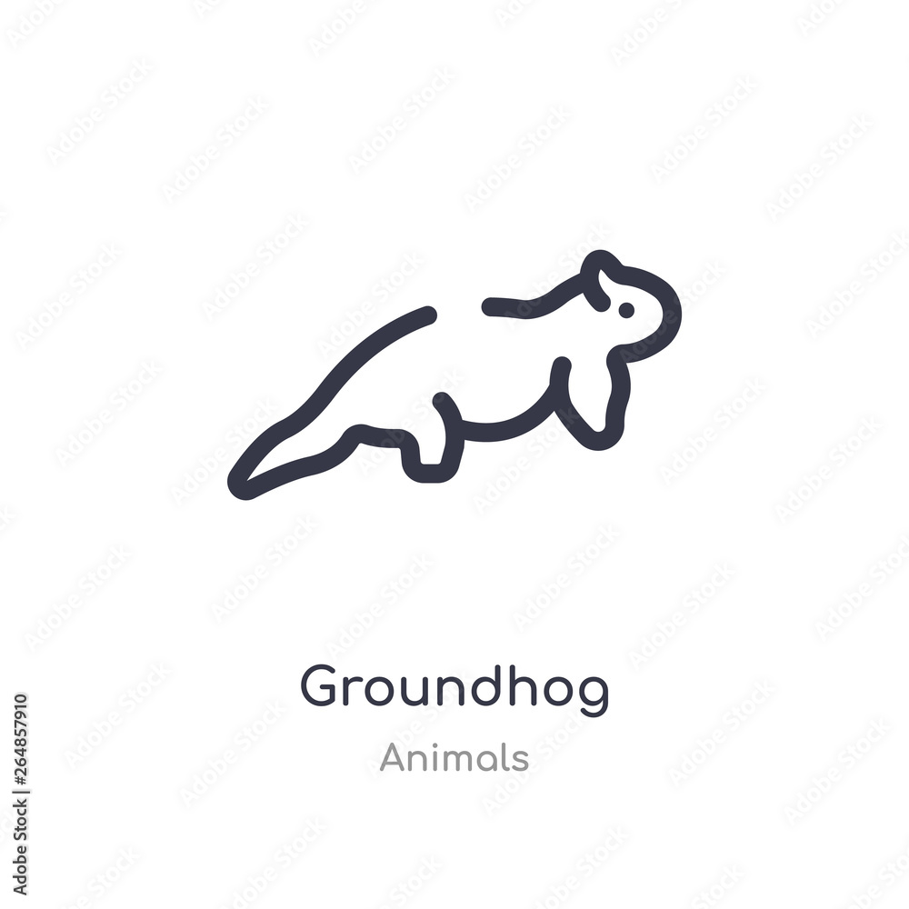 groundhog outline icon. isolated line vector illustration from animals ...