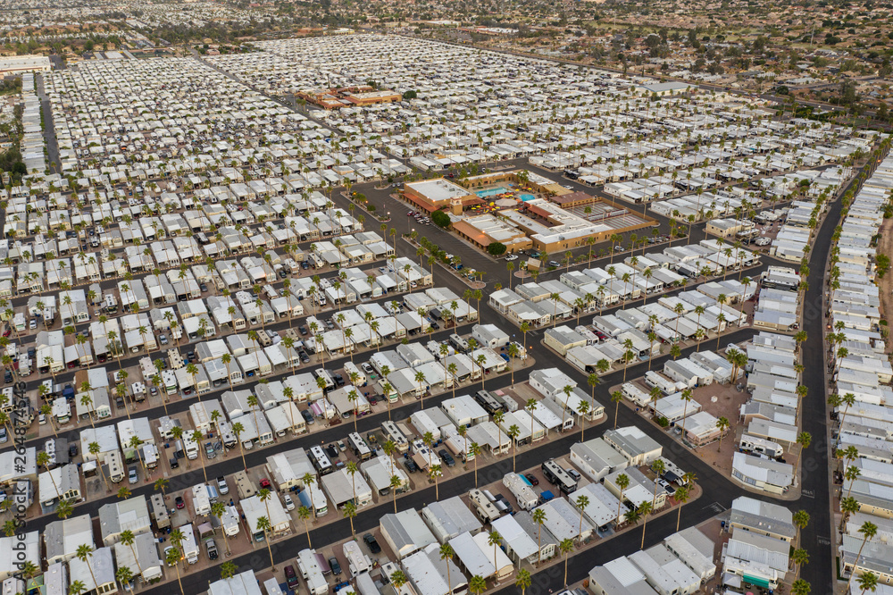 Aerial photo of Mesa Arizona retirement communities motor homes trailer ...