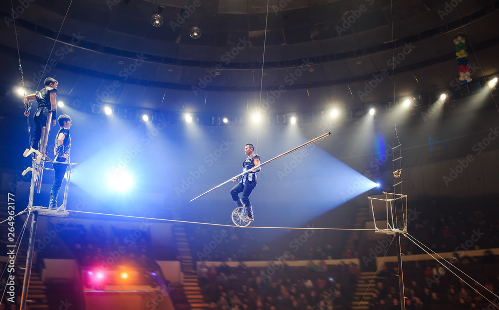Стоковое фото «Tightrope walkers at the circus.» | Adobe Stock