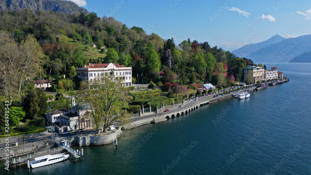 Aerial drone photo of iconic village of Tremezzina in lake Como one of ...