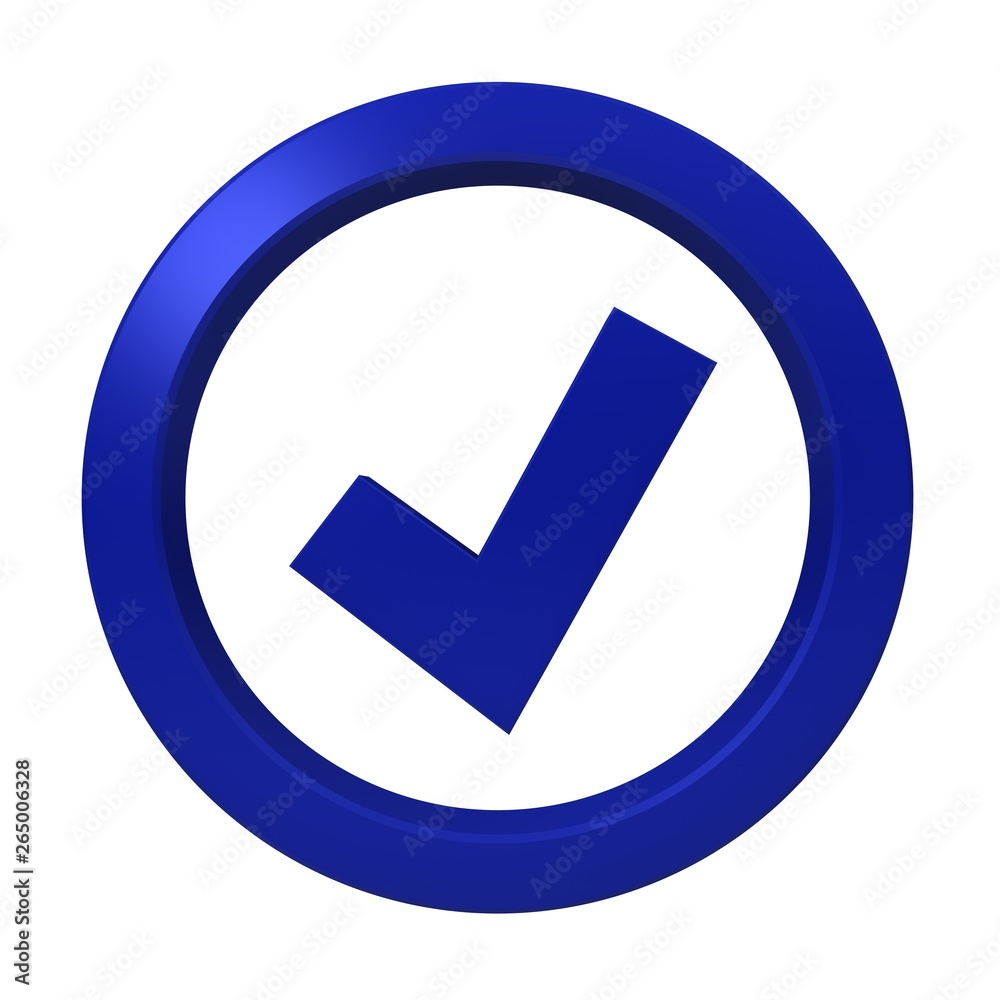 Ilustración de Stock tick sign check mark symbol tally icon blue 3d ...