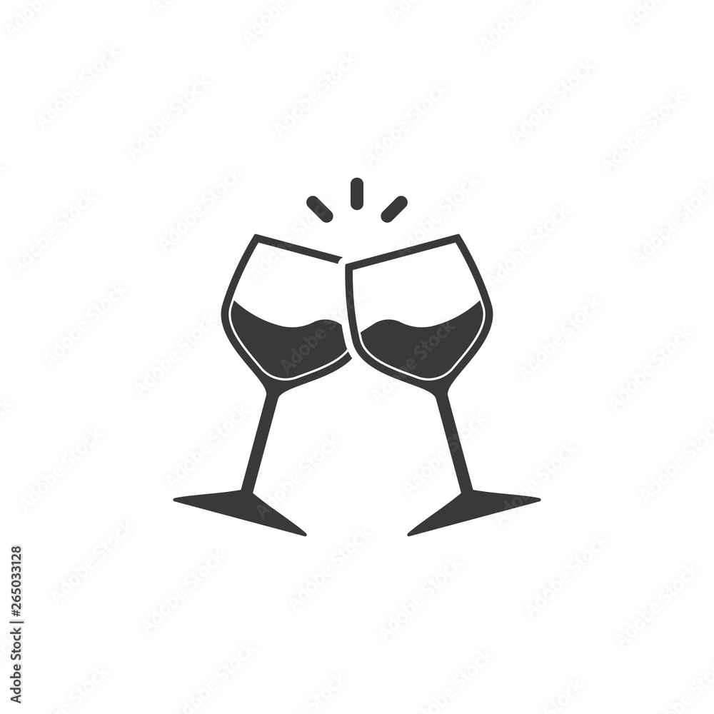 Champagne glasses icon. Glasses with wine in flat style. Vector Stock Vector | Adobe Stock