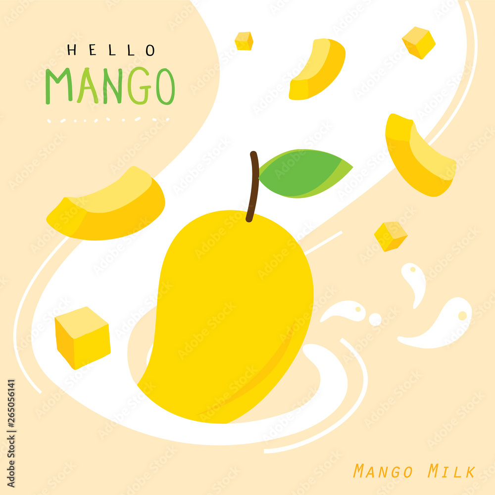 Mango Milk Fruit of Summer Cartoon Character Vector Stock Vector ...