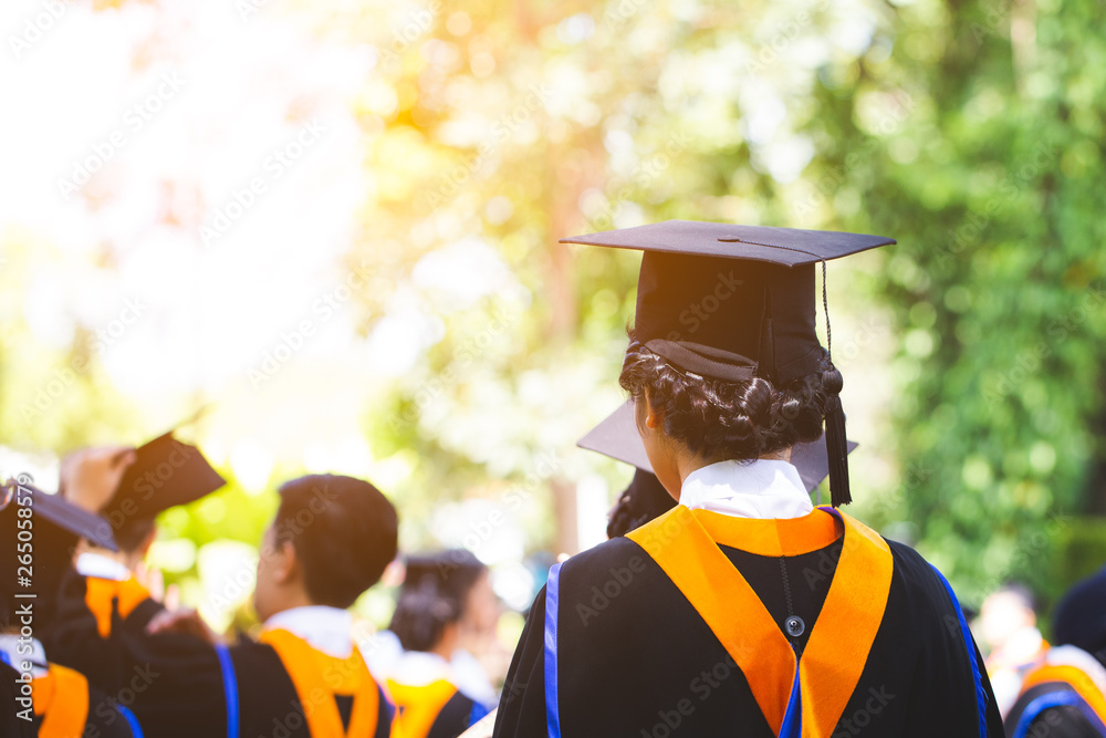 Stock-Foto „Back side view student graduation of graduates during ...