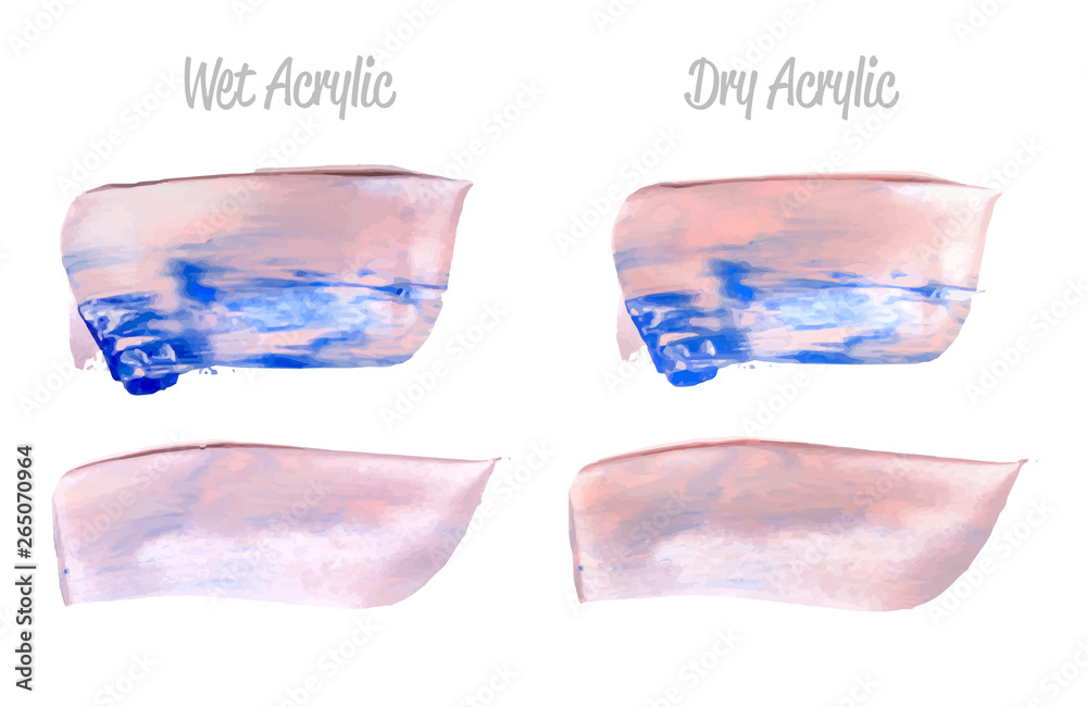 Vector violet and blue paint smear stroke stain set. Abstract wet dry ...