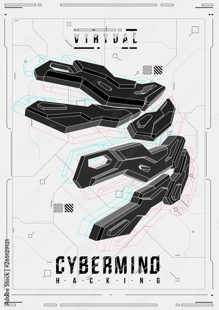 Cyberpunk futuristic poster. Retro futuristic poster template. Tech ...