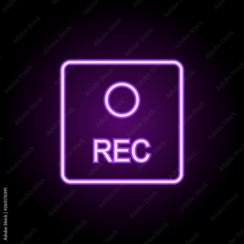 record button neon icon. Elements of media, press set. Simple icon for ...