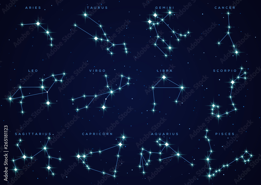 Zodiac constellations set Stock Vector | Adobe Stock