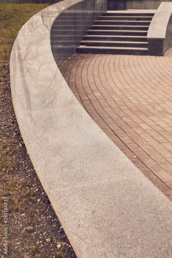 marble, granite steps of gray color with structure, parallel lines, a ...
