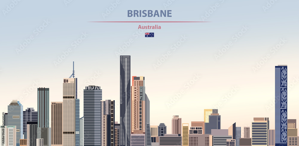 Brisbane city skyline on colorful gradient beautiful daytime background ...