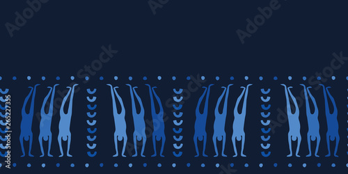 Body people handstand pose seamless border vector pattern. Yoga sport ...