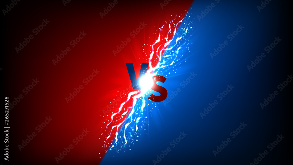Versus icon with lightning effect. Vector illustration with bright ...