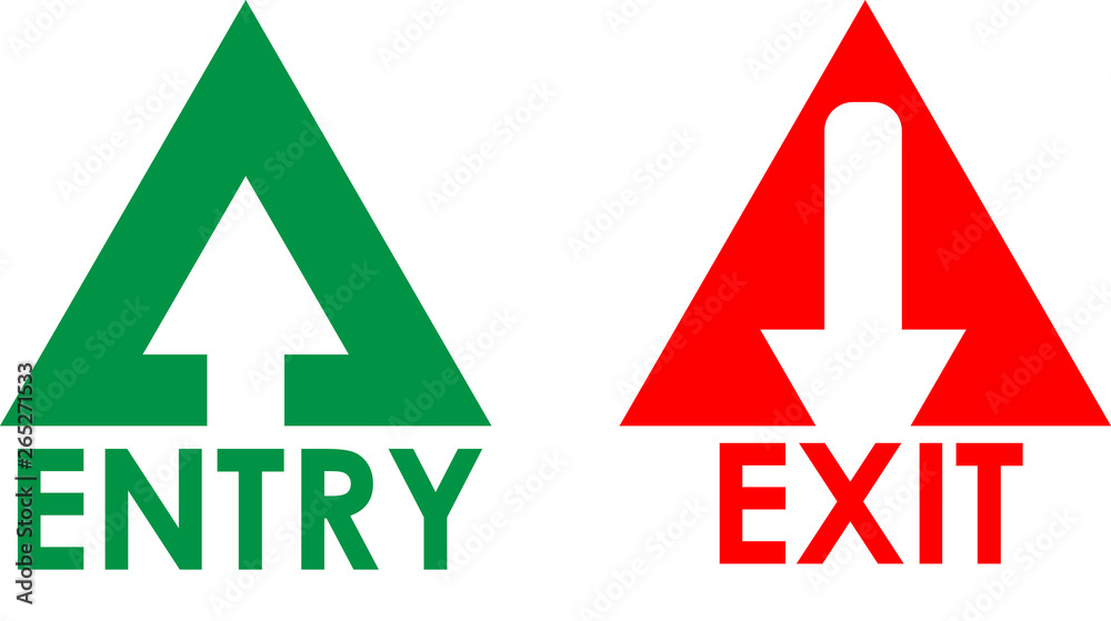 Entry and exit sign . Creative lettering vector illustration ...