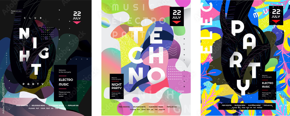 Vector de Stock Night party and techno event. Vector gradient abstract ...