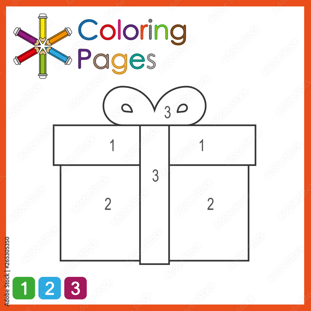 coloring page for kids, color the parts of the object according to ...