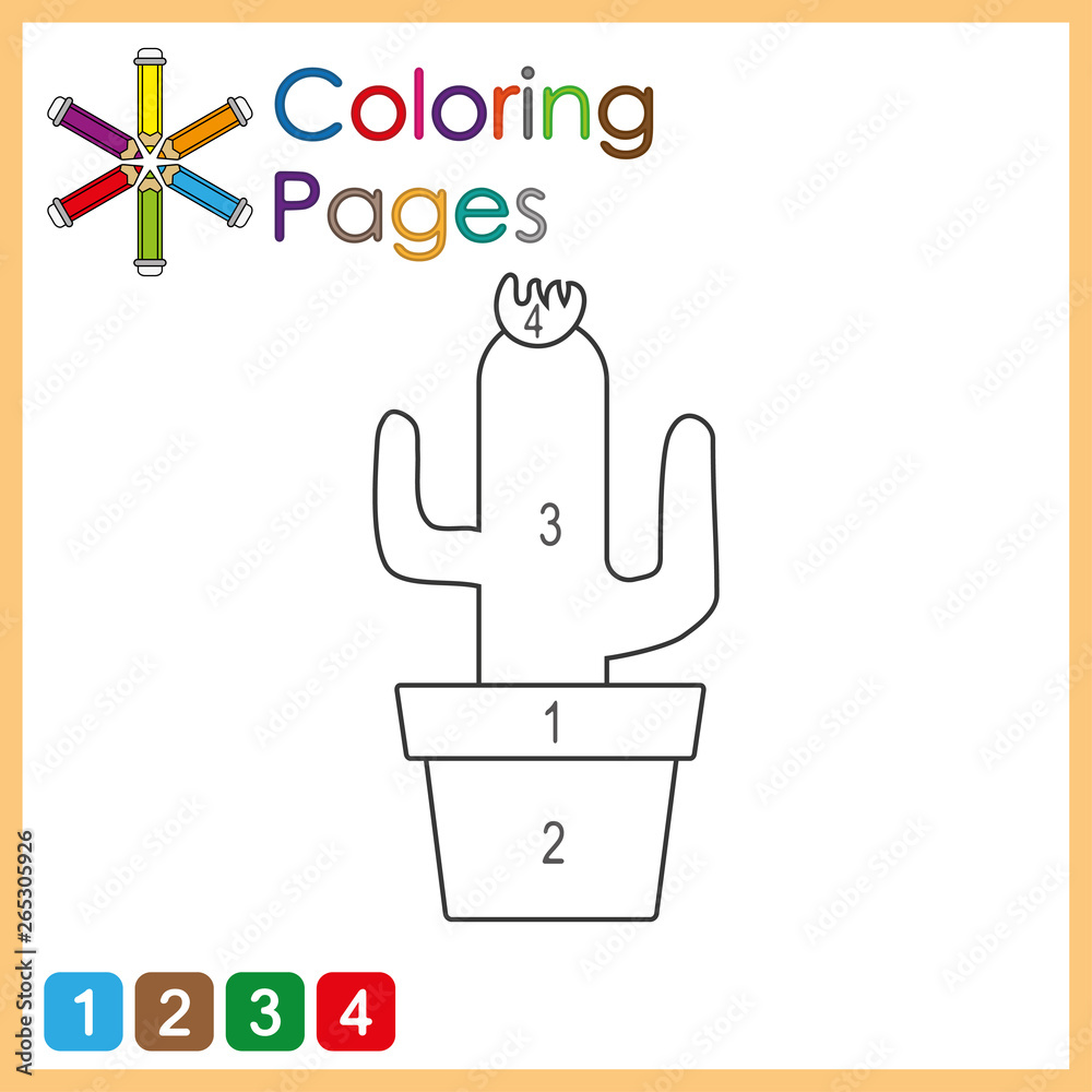 coloring page for kids, color the parts of the object according to ...