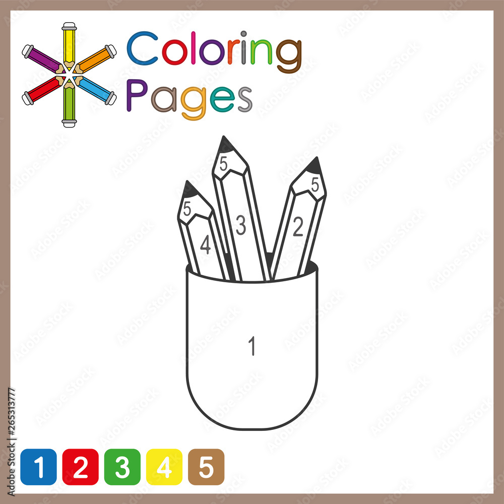 coloring page for kids, color the parts of the object according to ...