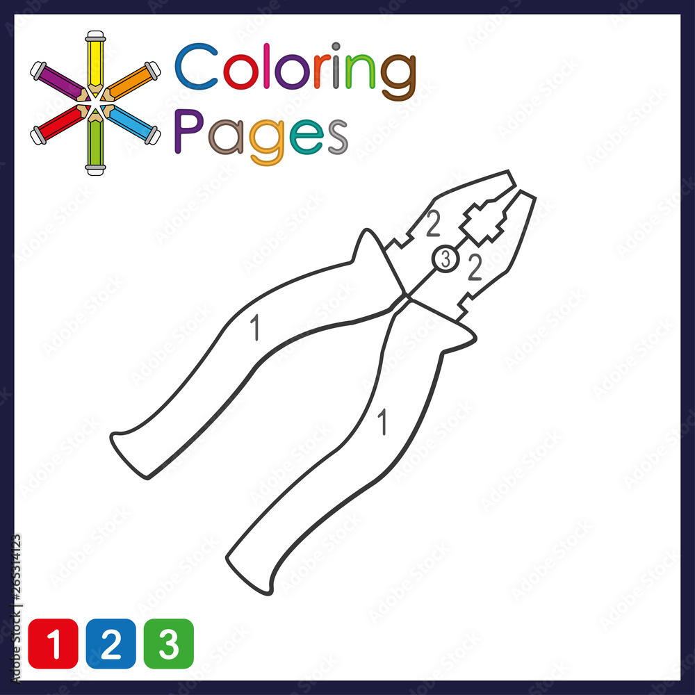 coloring page for kids, color the parts of the object according to ...