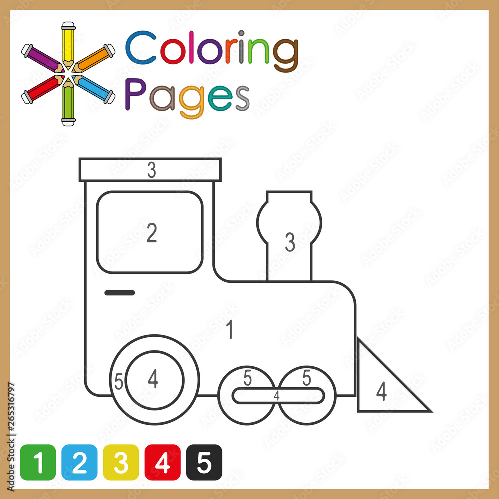coloring page for kids, color the parts of the object according to ...