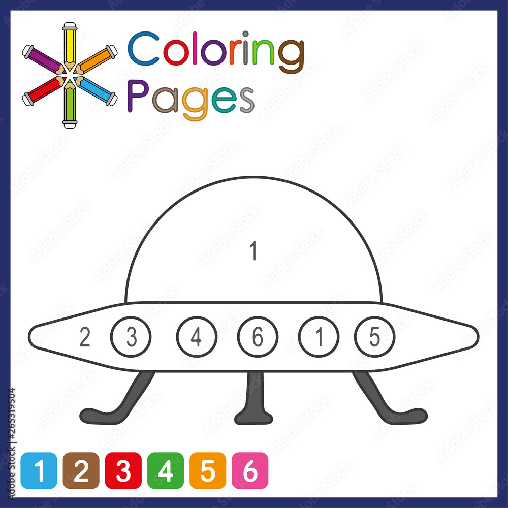 coloring page for kids, color the parts of the object according to ...