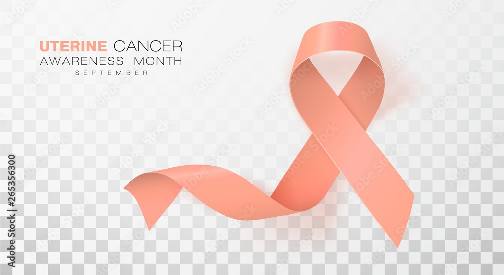 Uterine Cancer Awareness Month. Peach Color Ribbon Isolated On ...