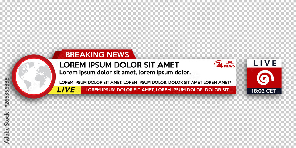 Breaking News template title on transparent background for screen TV ...