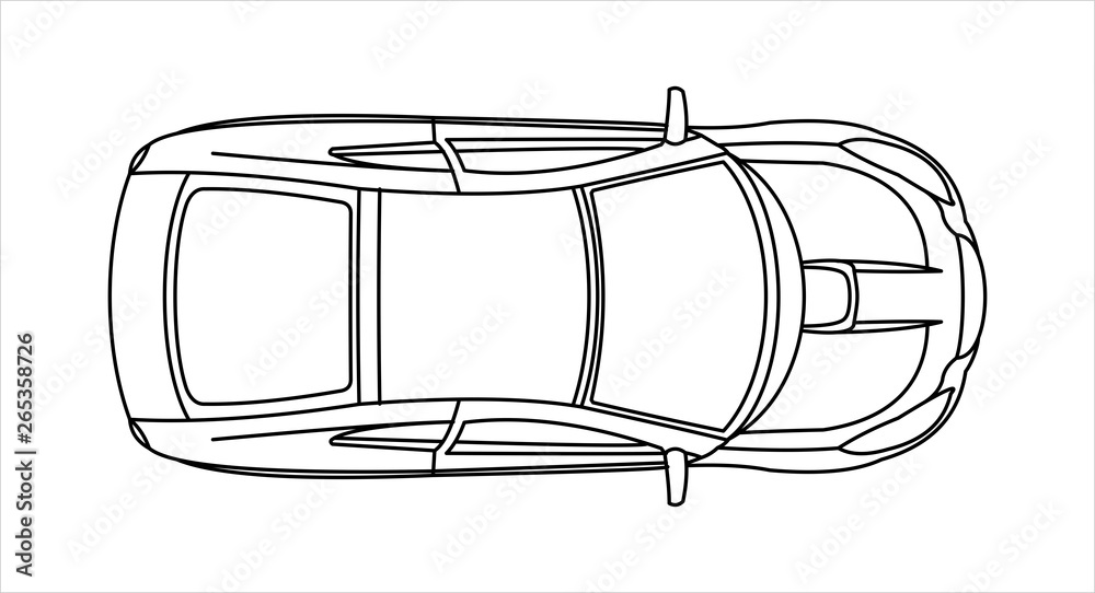 Car, top view. Fast car. Outline. Stock Vector | Adobe Stock