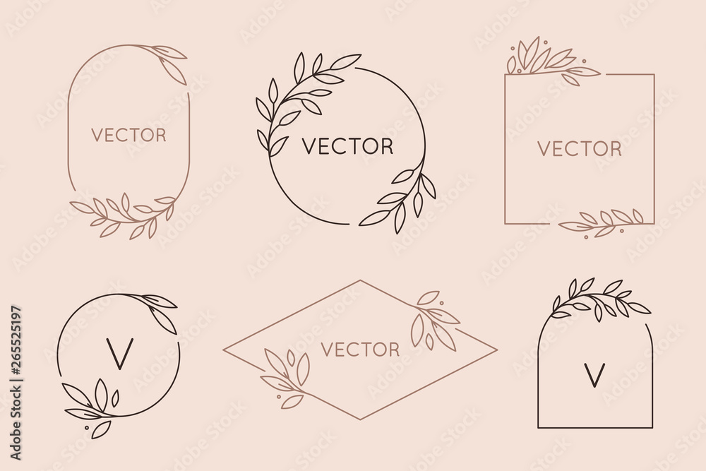 Vector logo design template and monogram concept in trendy linear style ...