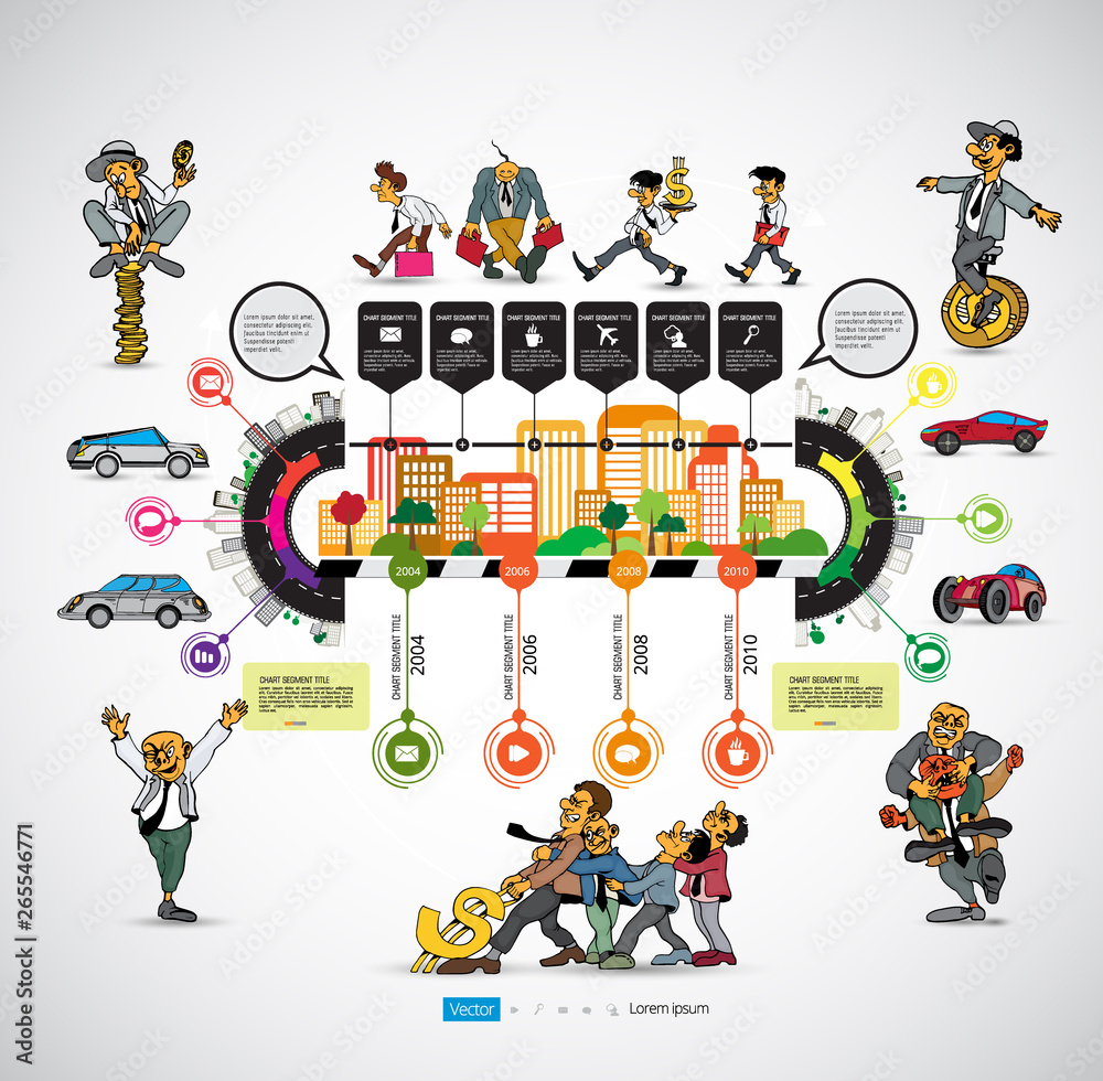 Infographics template with business cartoon character, vector ...