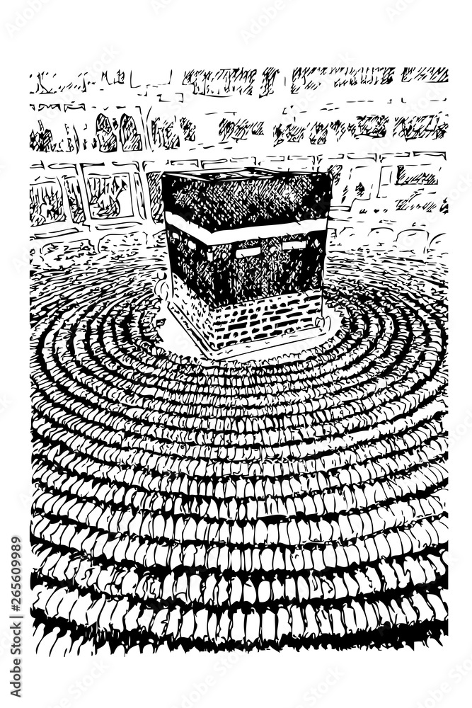 Stock-Illustration „Manual simple sketch top view of Kaaba in Mecca ...