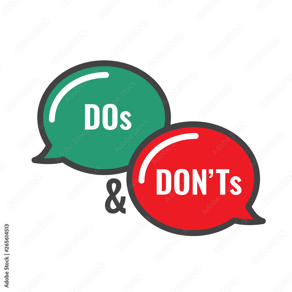 Do and Don't or Good and Bad Icons w Positive and Negative Symbols ...