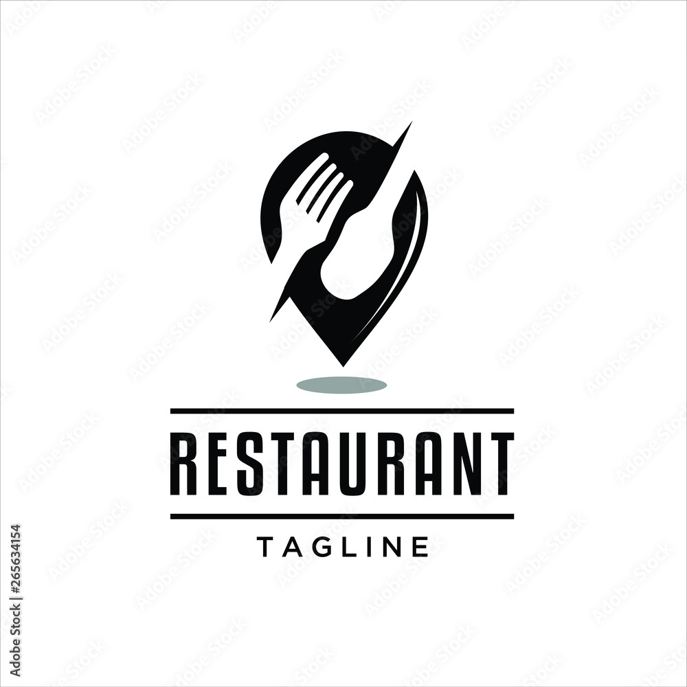 Creative design pin food restaurant location. Fresh and delicious food ...