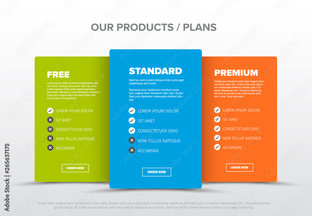 Product cards features schema template Stock Vector | Adobe Stock